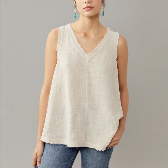 Luminary Lifestyle | Tops | Nwt Raw Hem Cotton Gauze Tank | Poshmark